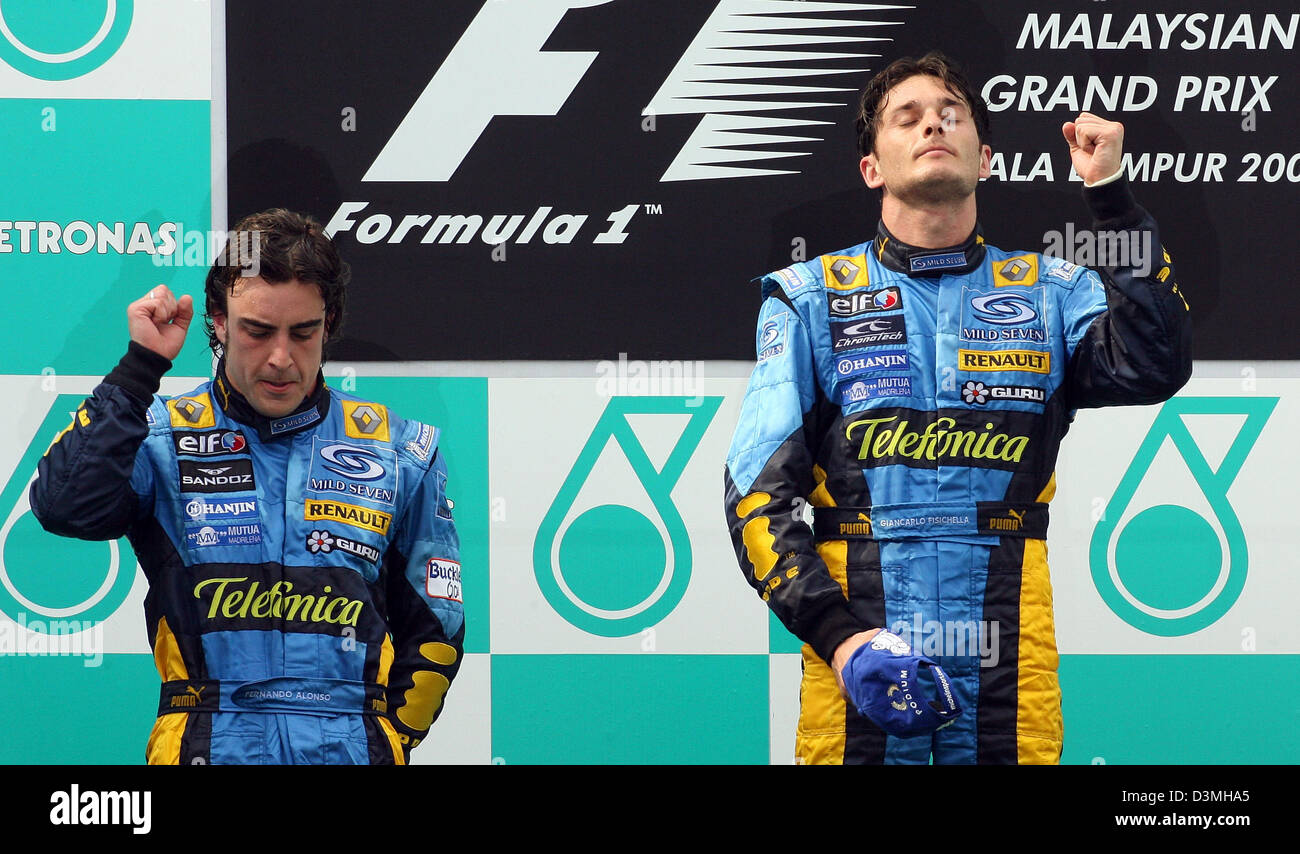 Italian Formula One driver Giancarlo Fisichella (R) of Renault F1 Team ...