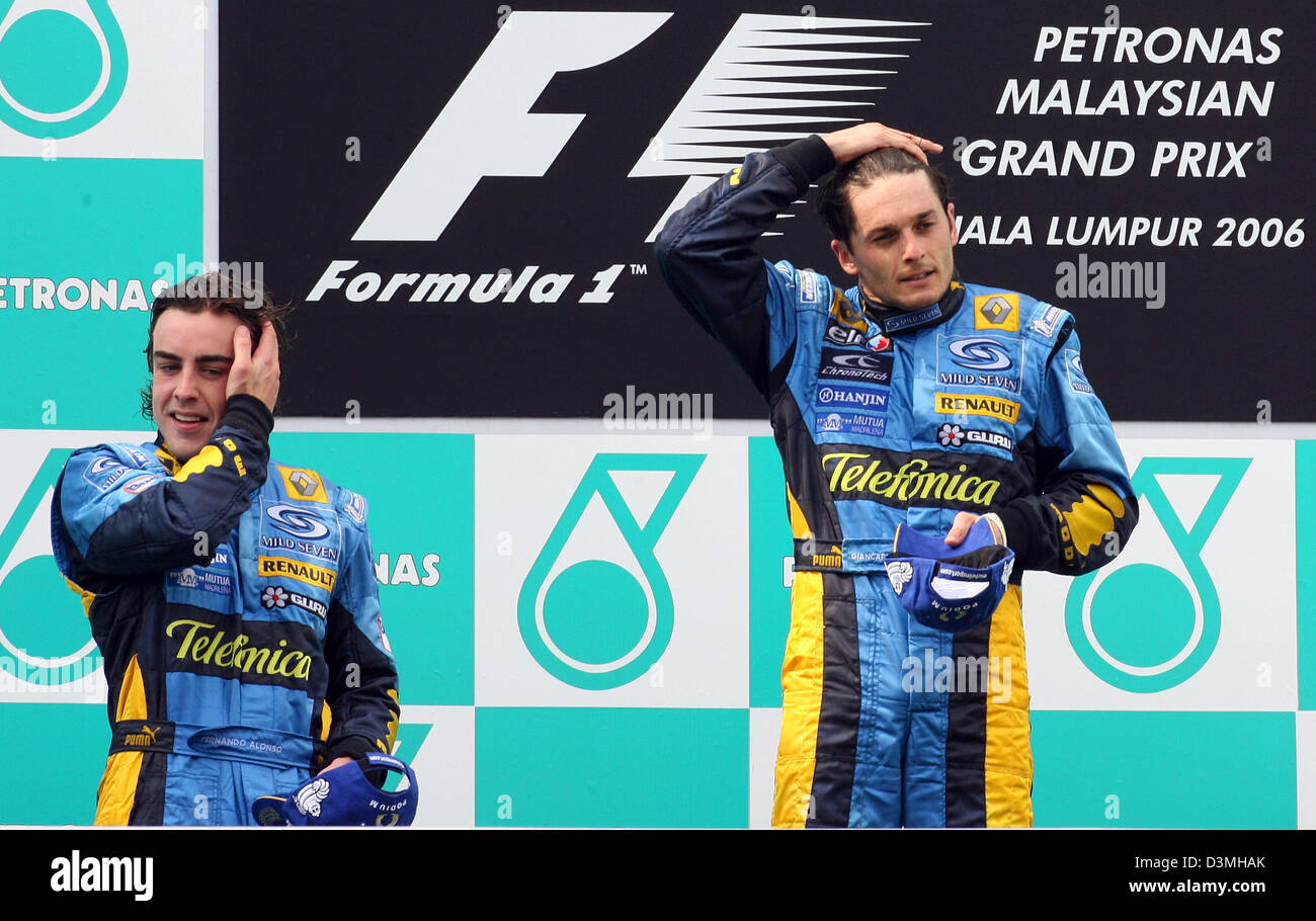 Italian Formula One driver Giancarlo Fisichella (R) of the Renault F1 ...