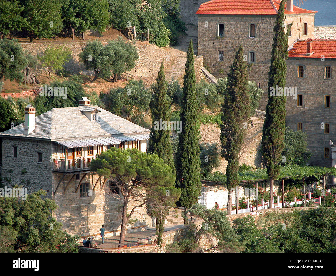 (dpa file) - The picture shows the monastery of Grigoriou in the ...