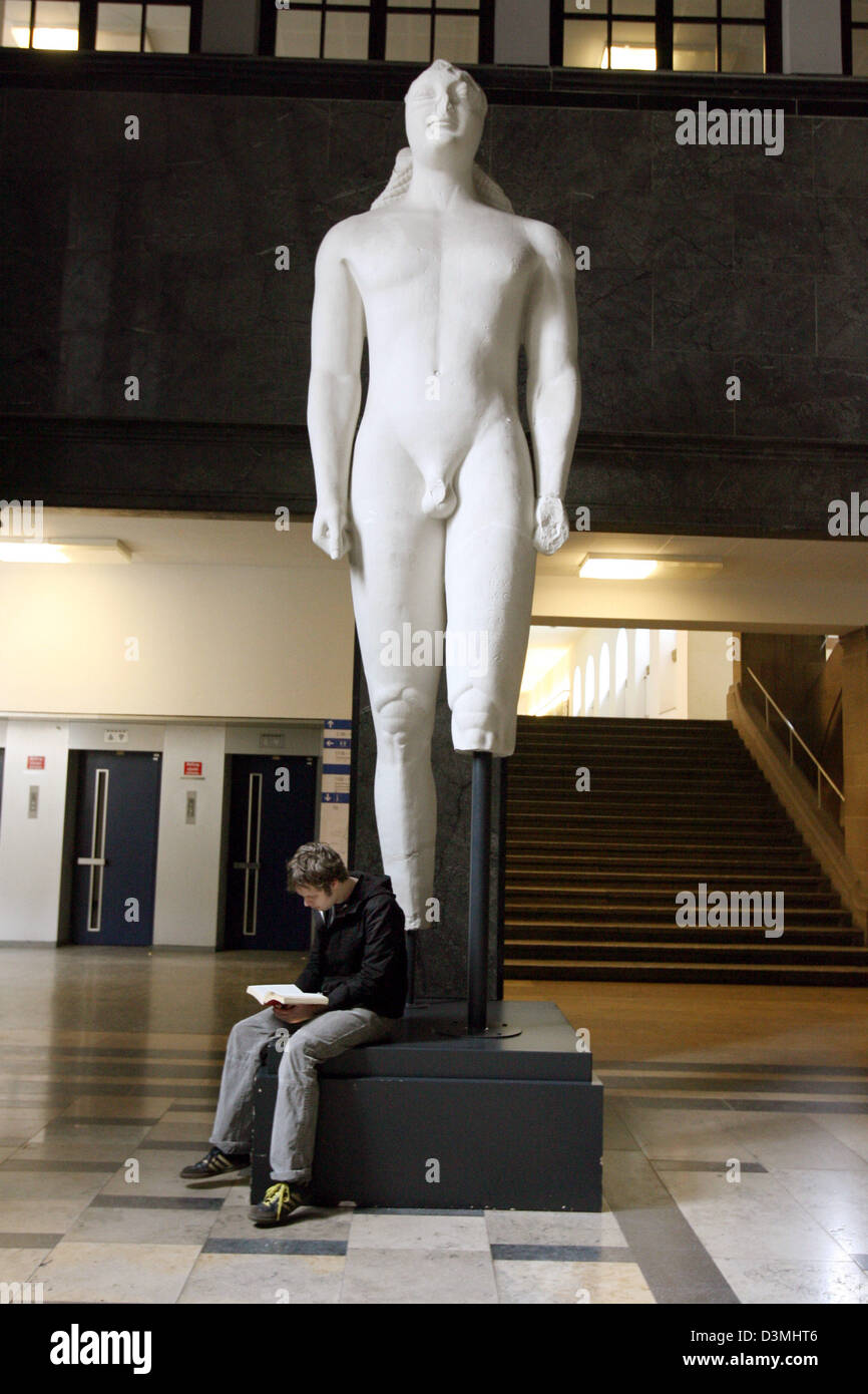 Education edu university male statue sitting base auditorium germany hi ...