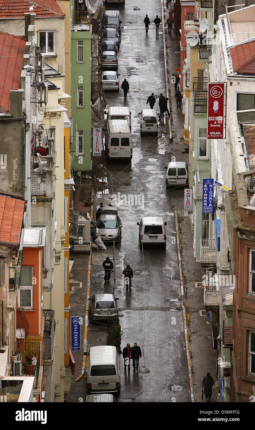 The picture shows a side road downtown Istanbul, Turkey, 26 February ...