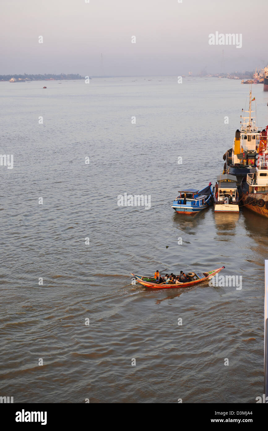 Irrawaddy River,Dawn,Yangon River Port,Ships at Anchor,Commuting River ...