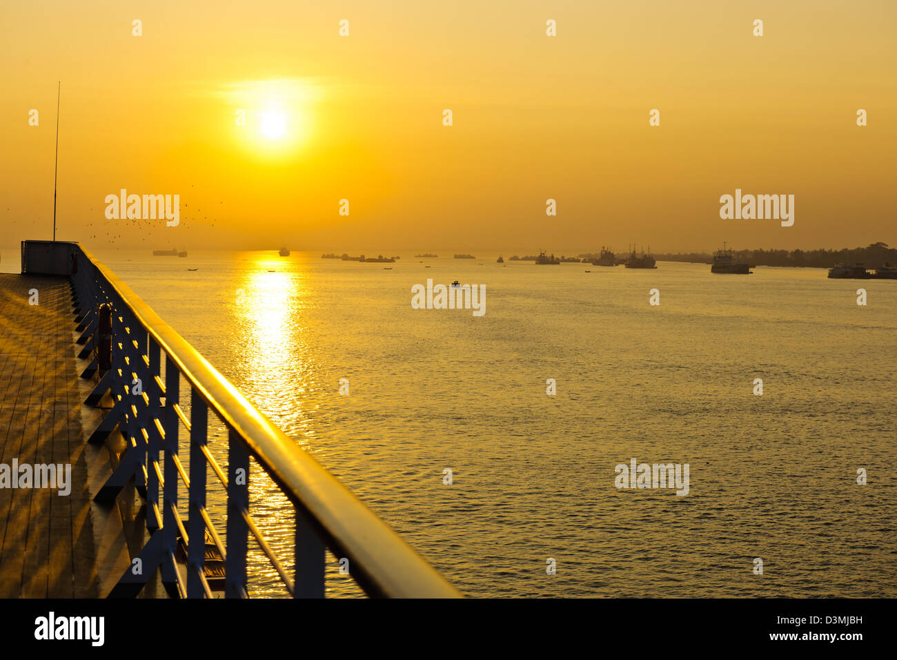 Irrawaddy River,Dawn,Yangon River Port,Ships at Anchor,Commuting River ...