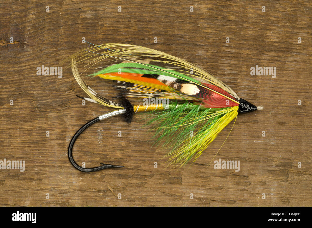 Classic Salmon Fly The Green Highlander Stock Photo - Alamy