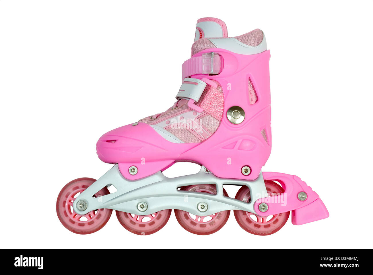Pink roller skates are photographed on a white background Stock Photo ...