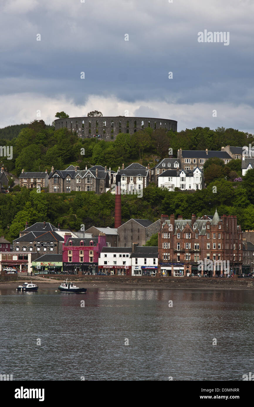 Oban, Scotland, The waterfront of Oban with the McCraig's Tower folly ...