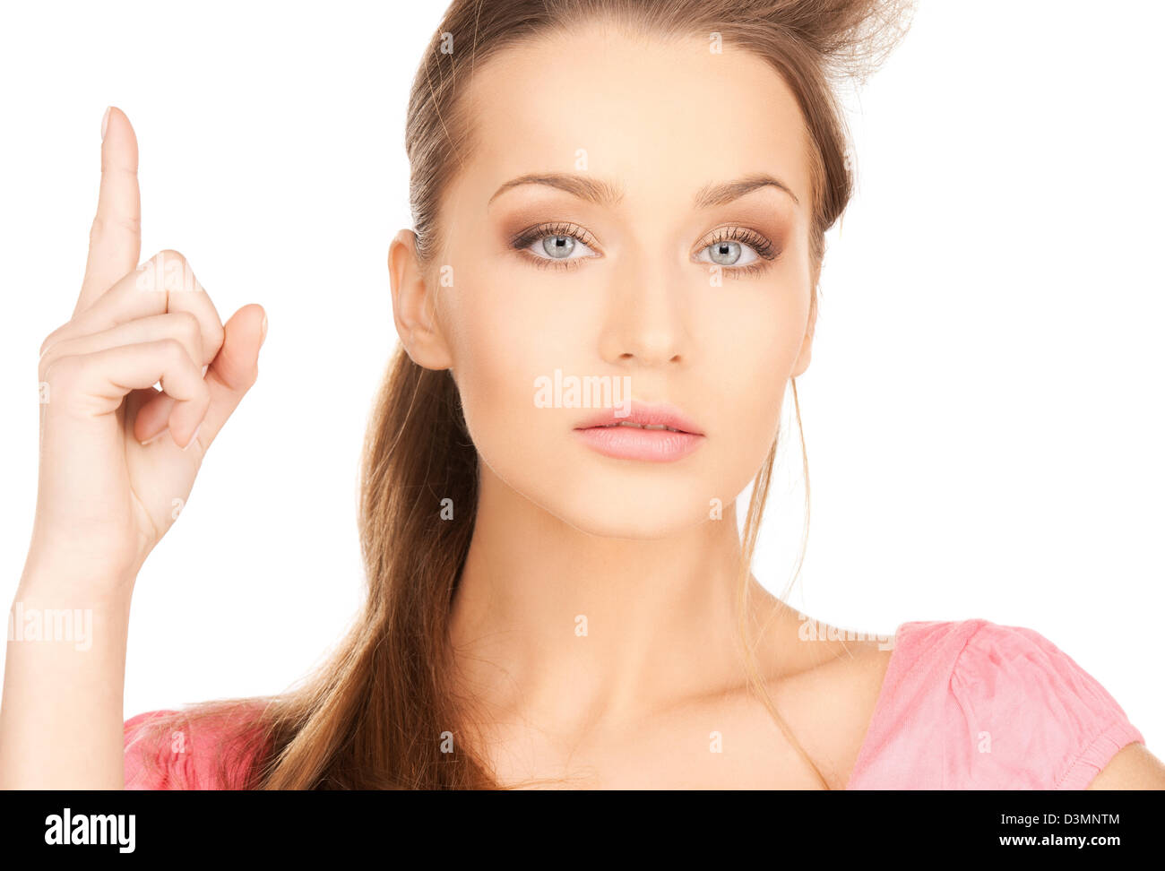 beautiful woman with finger up Stock Photo - Alamy