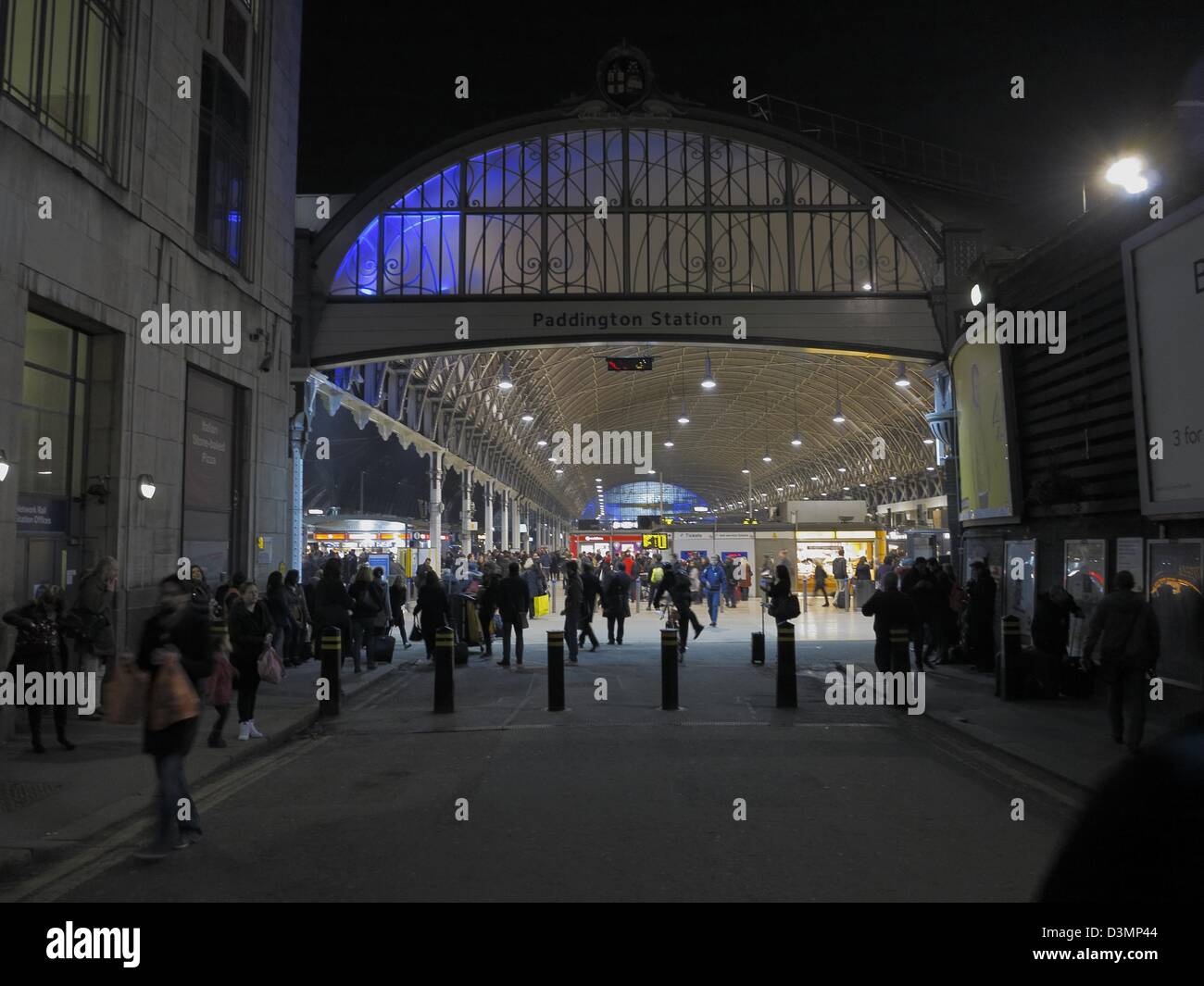 Paddington Station entrance Praed Street London England at night Stock ...