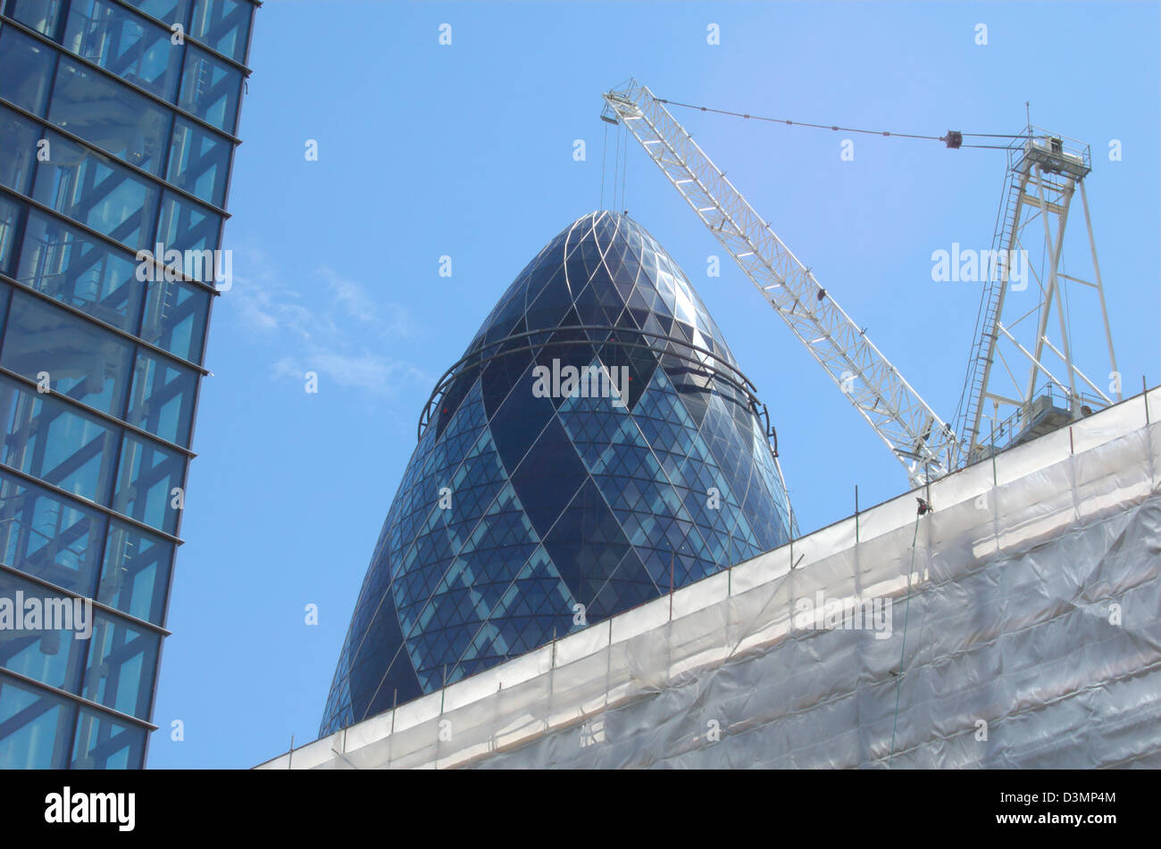 The gherkin and construction site in the city of London, England Stock ...