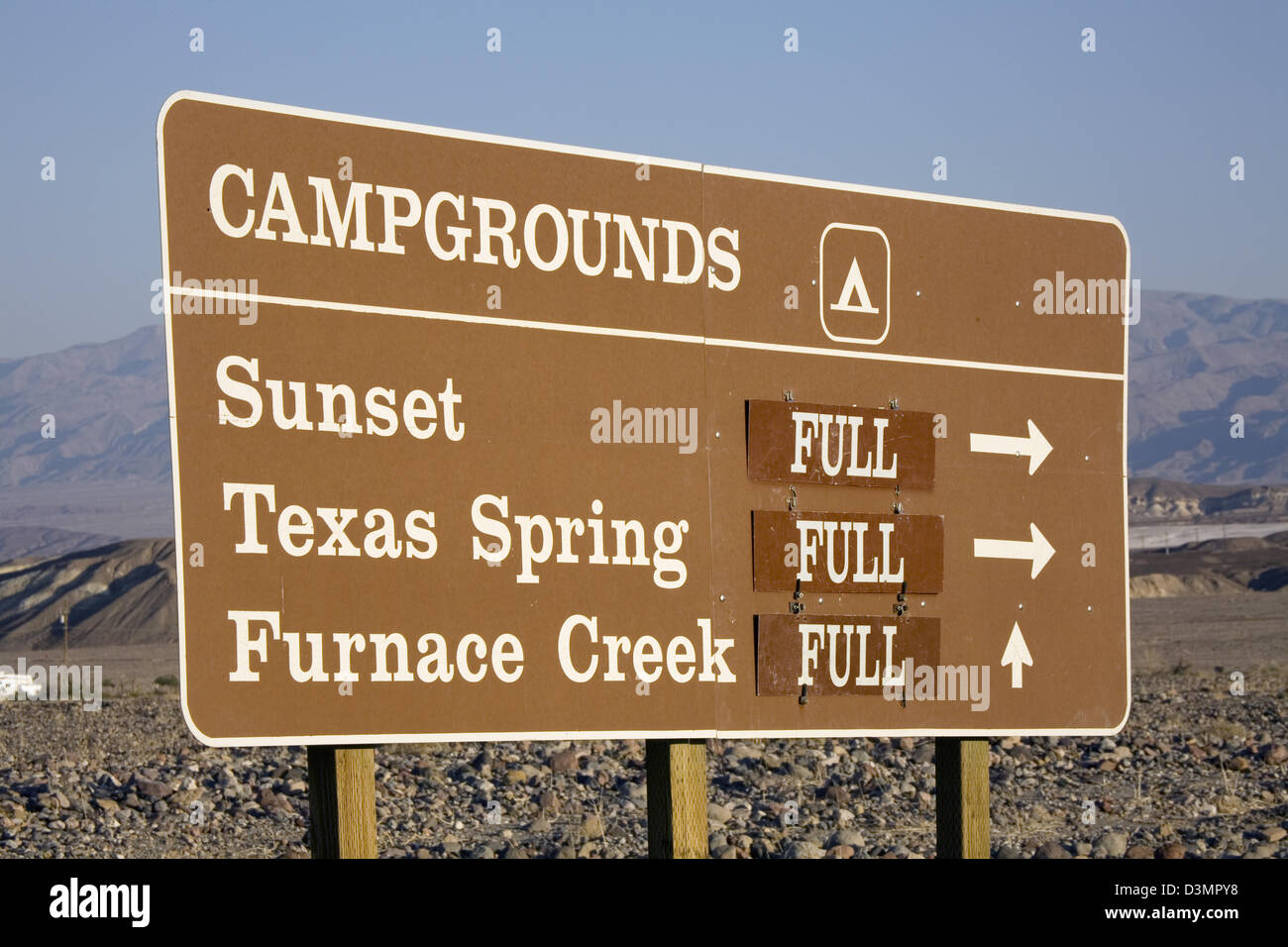 Campgrounds sign, Furnace Creek, Death Valley National Park, CA, USA ...
