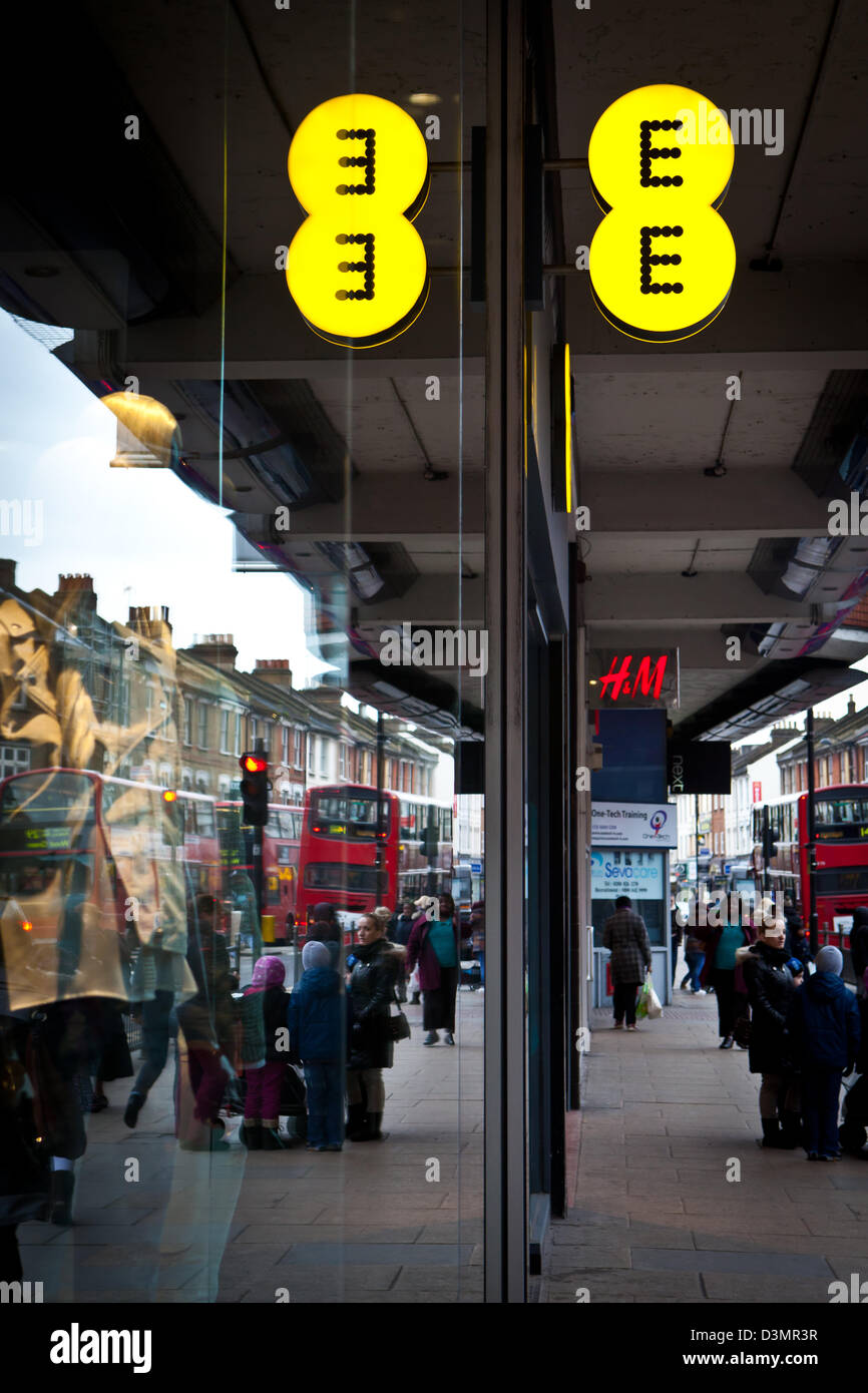 EE shop sign and window Stock Photo - Alamy