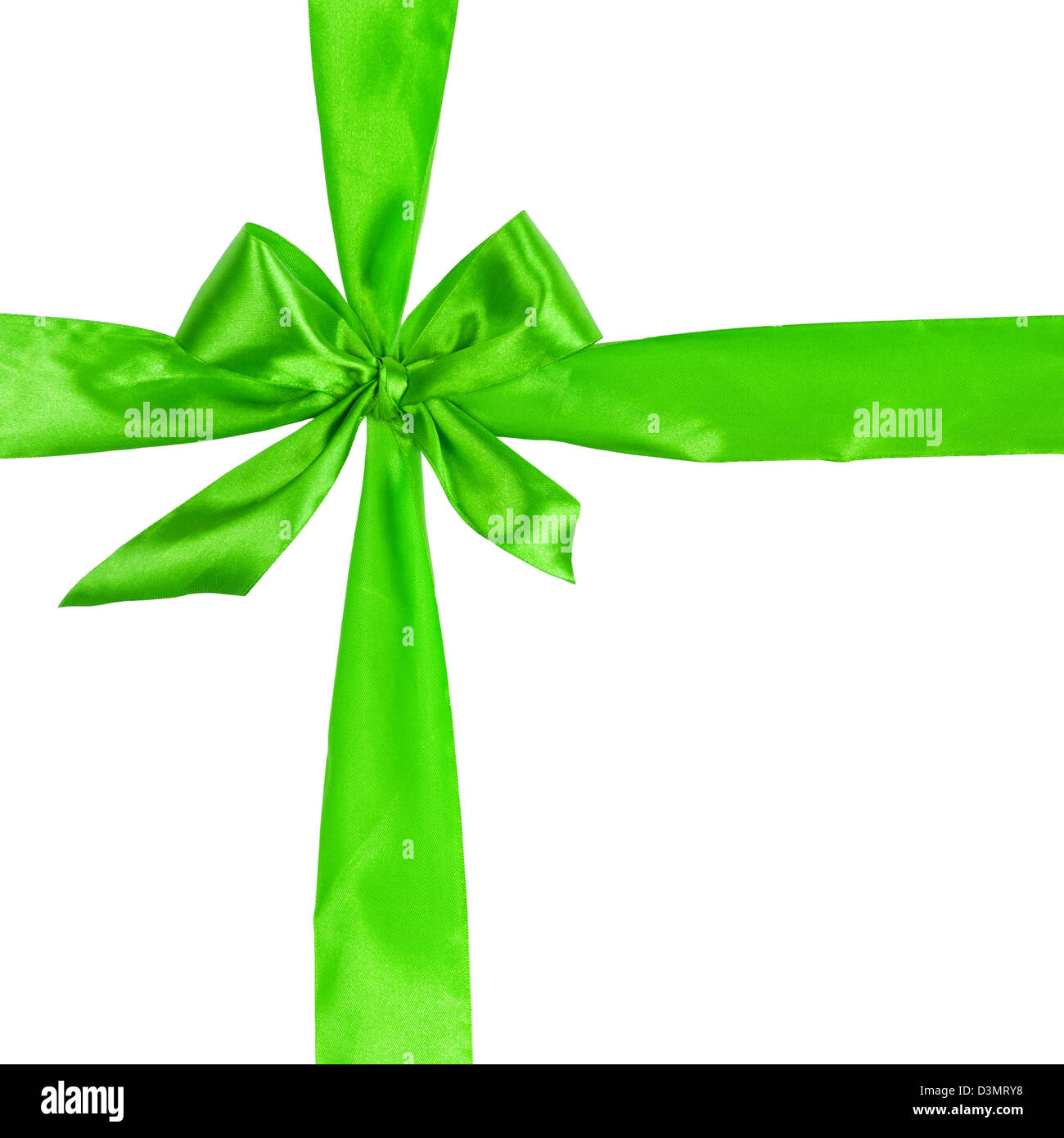 cross from green ribbon with bow, isolated on white background Stock ...