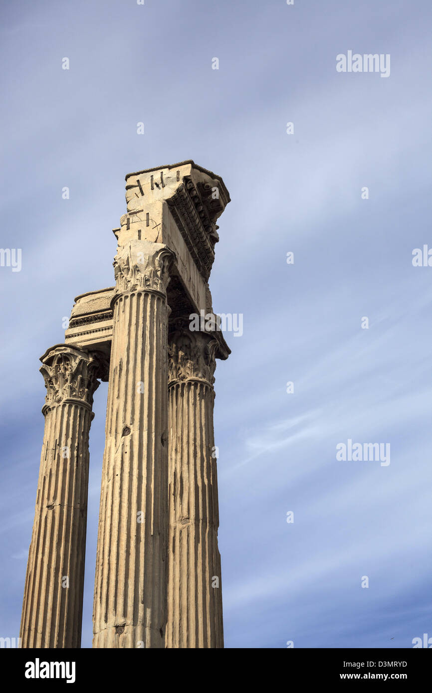 Surviving columns of the Temple of Saturn in the Imperial Forum in Rome ...