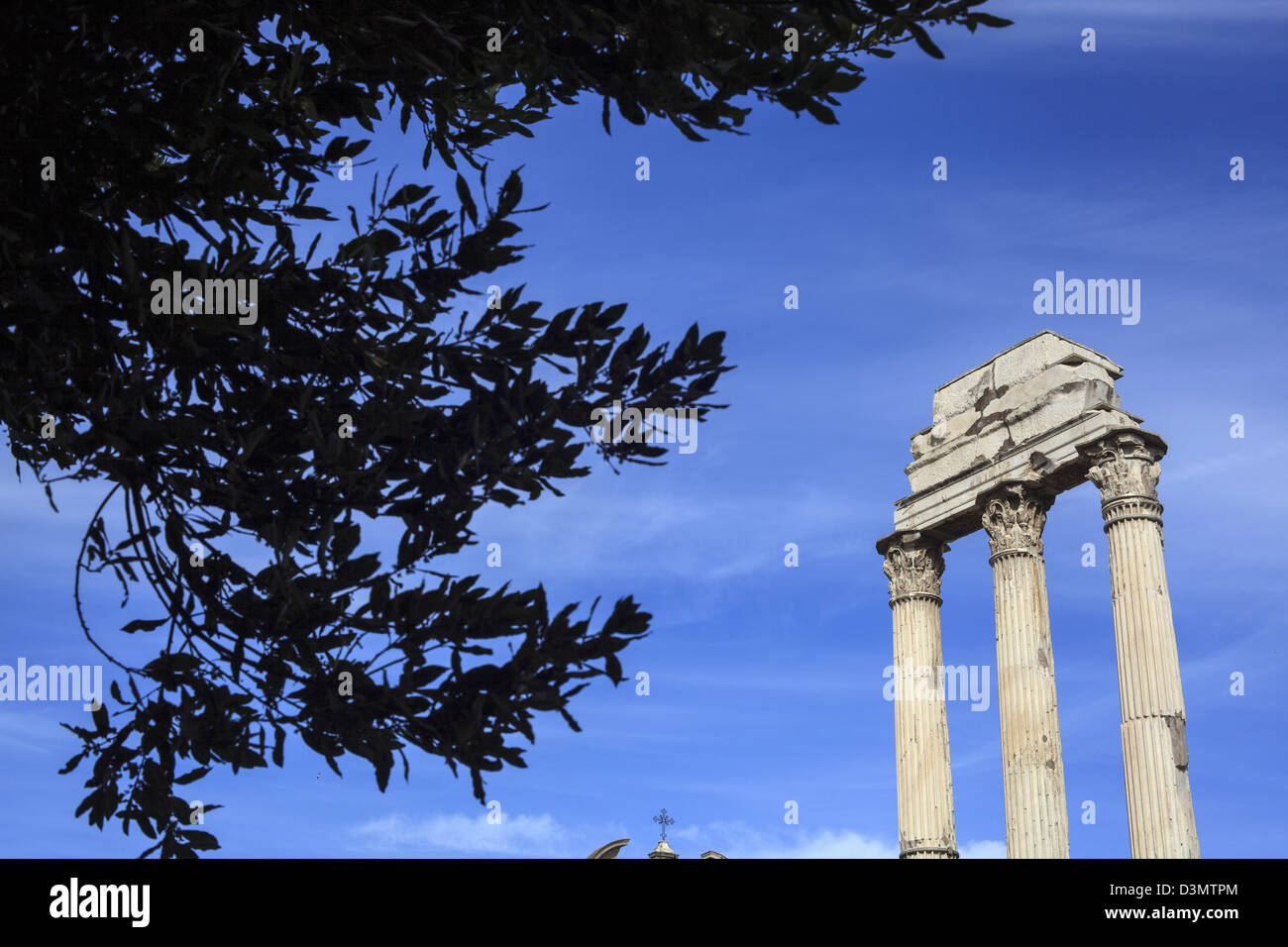 Three remaining Corinthian columns from the temple of Castor and Pollux ...