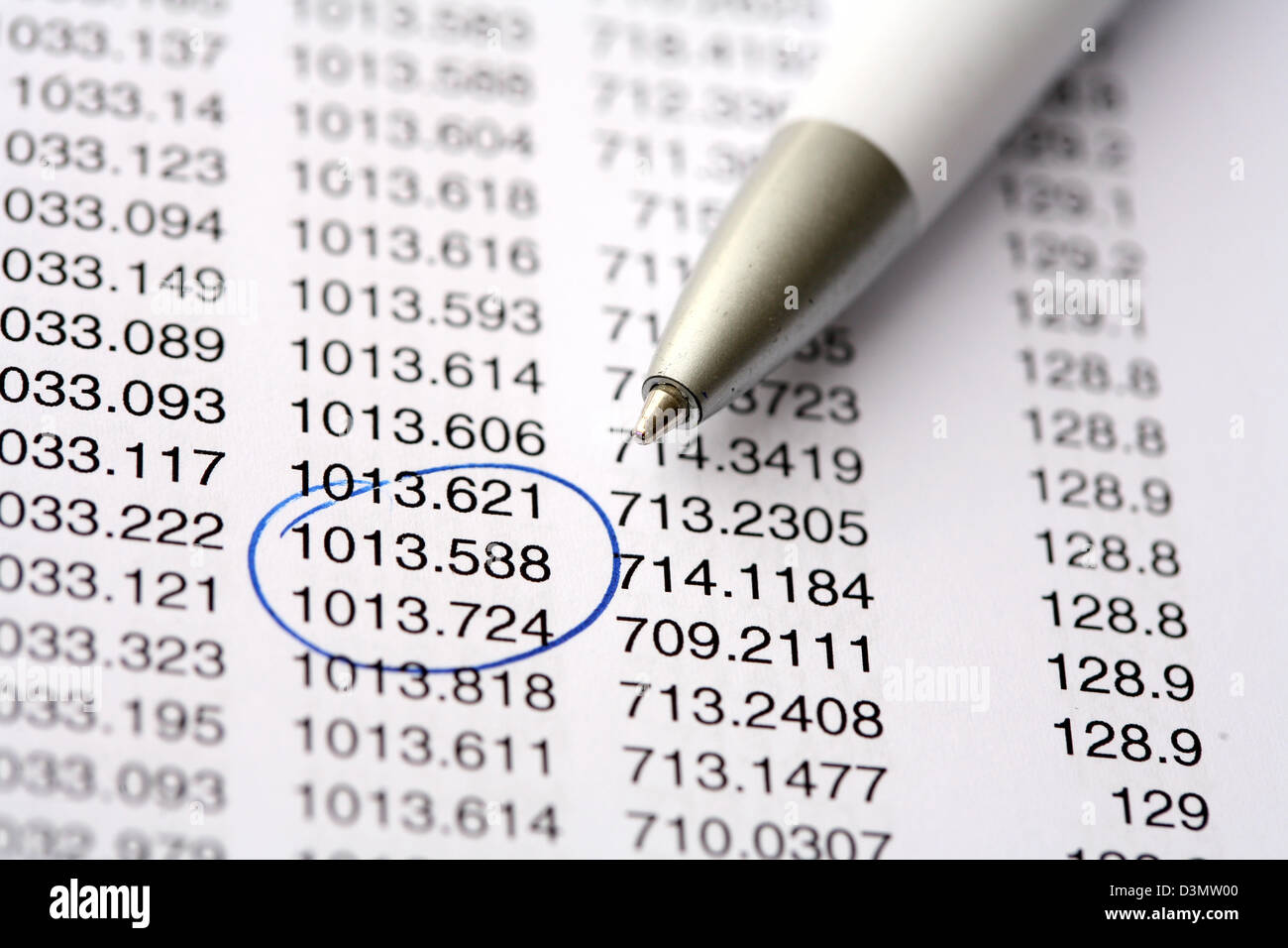 data on paper with pen circling the atmospheric pressure evolution ...