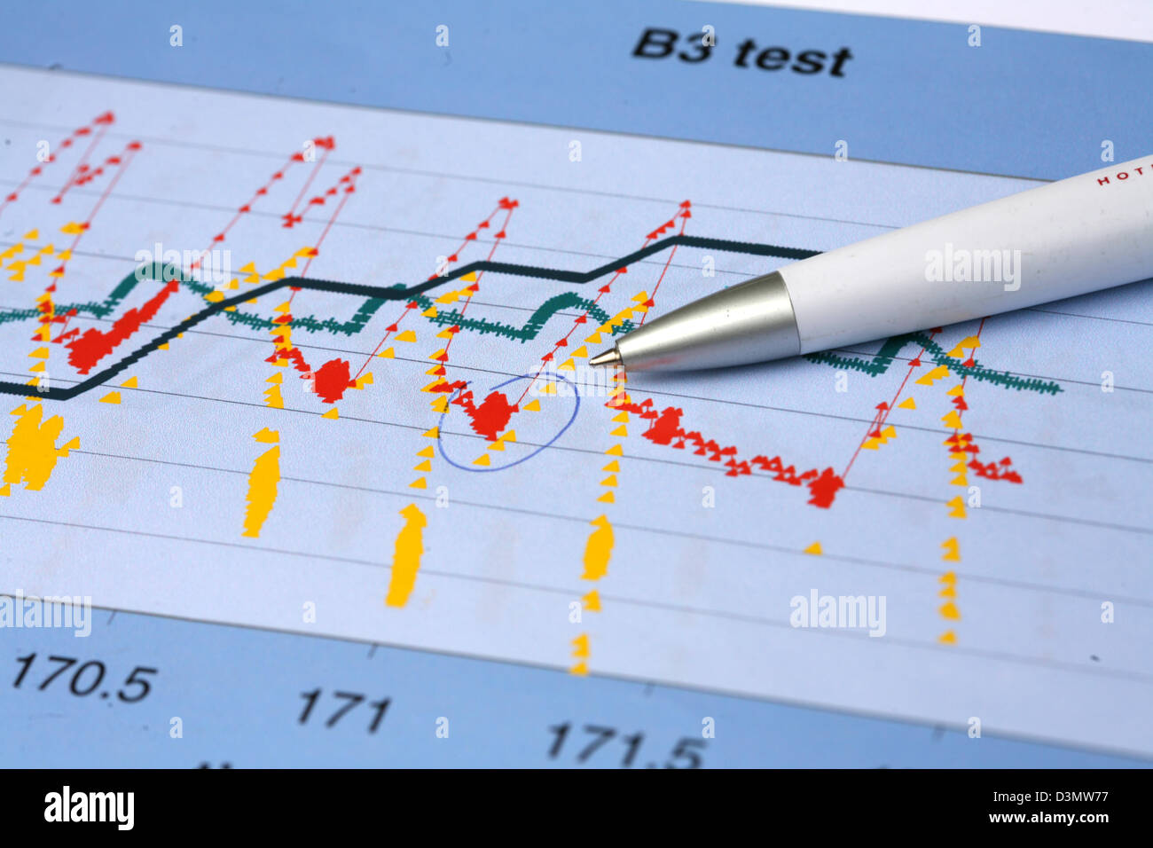 data on paper with pen Stock Photo - Alamy