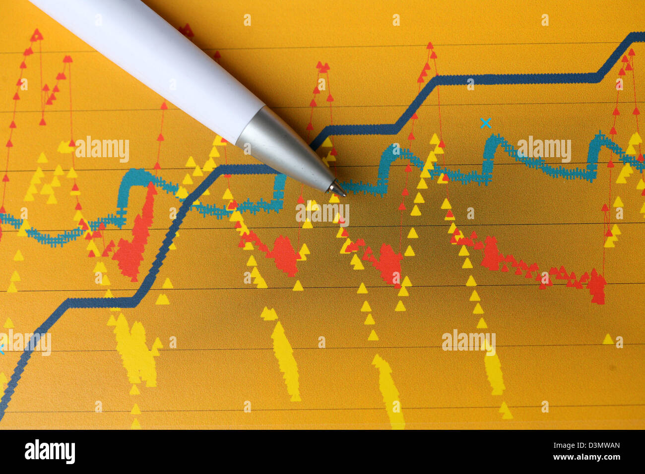 data on paper with pen Stock Photo - Alamy