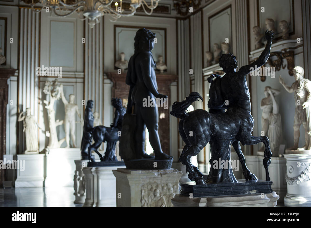 Ancient roman sculptures on display at the Capitoline museum in Rome ...