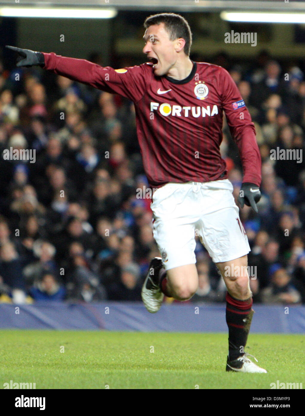 London, UK. 21st February 2013. David Lafata celebrates his goal during ...