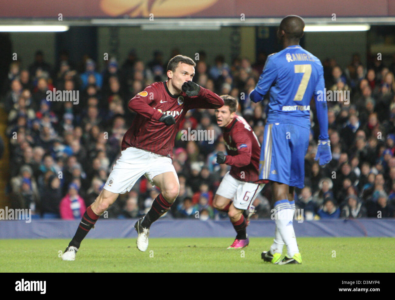 London, UK. 21st February 2013. David Lafata celebrates his goal during ...
