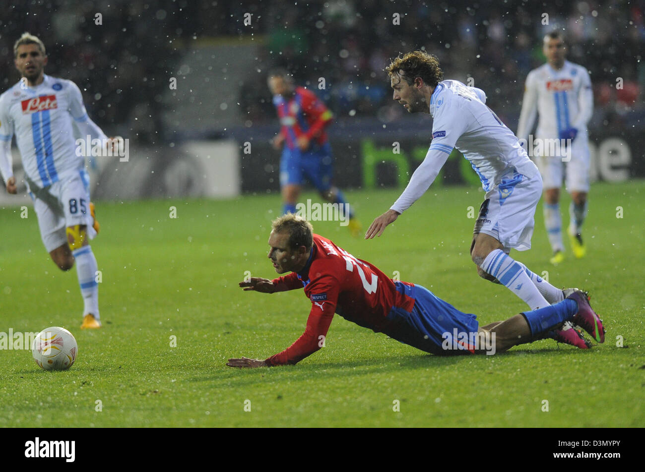 Plzen, Czech Republic. 21st February 2013. Daniel Kolar of Plzen, left ...