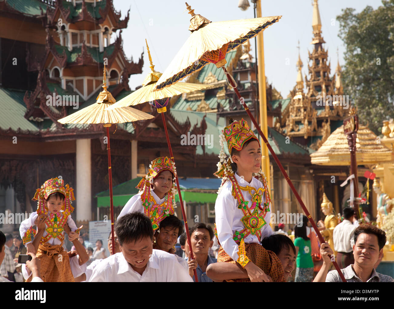 Novice Monk Ceremony at the Shwedagon Pagoda, Yangon Stock Photo - Alamy