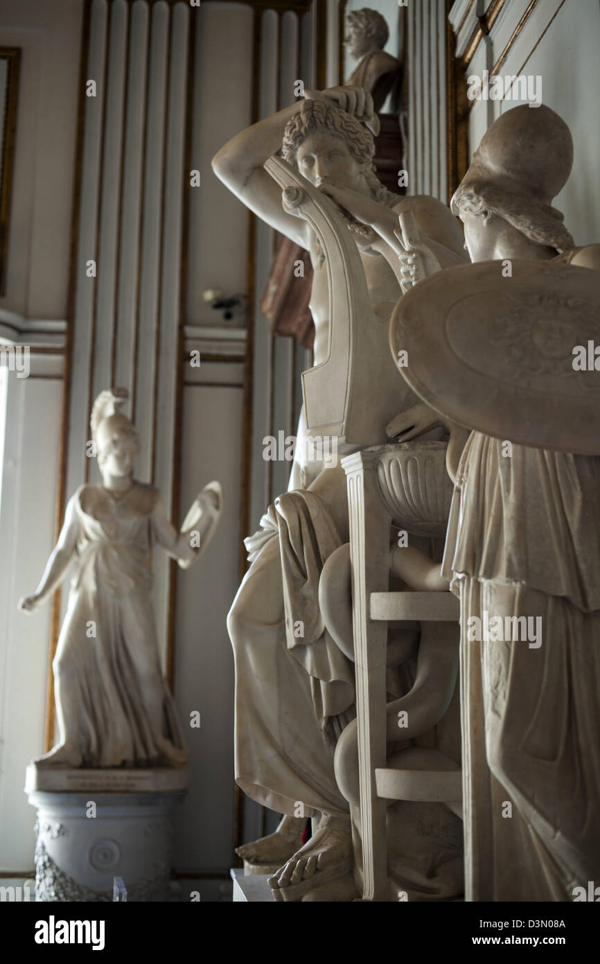 Ancient roman sculptures on display at the Capitoline museum in Rome ...