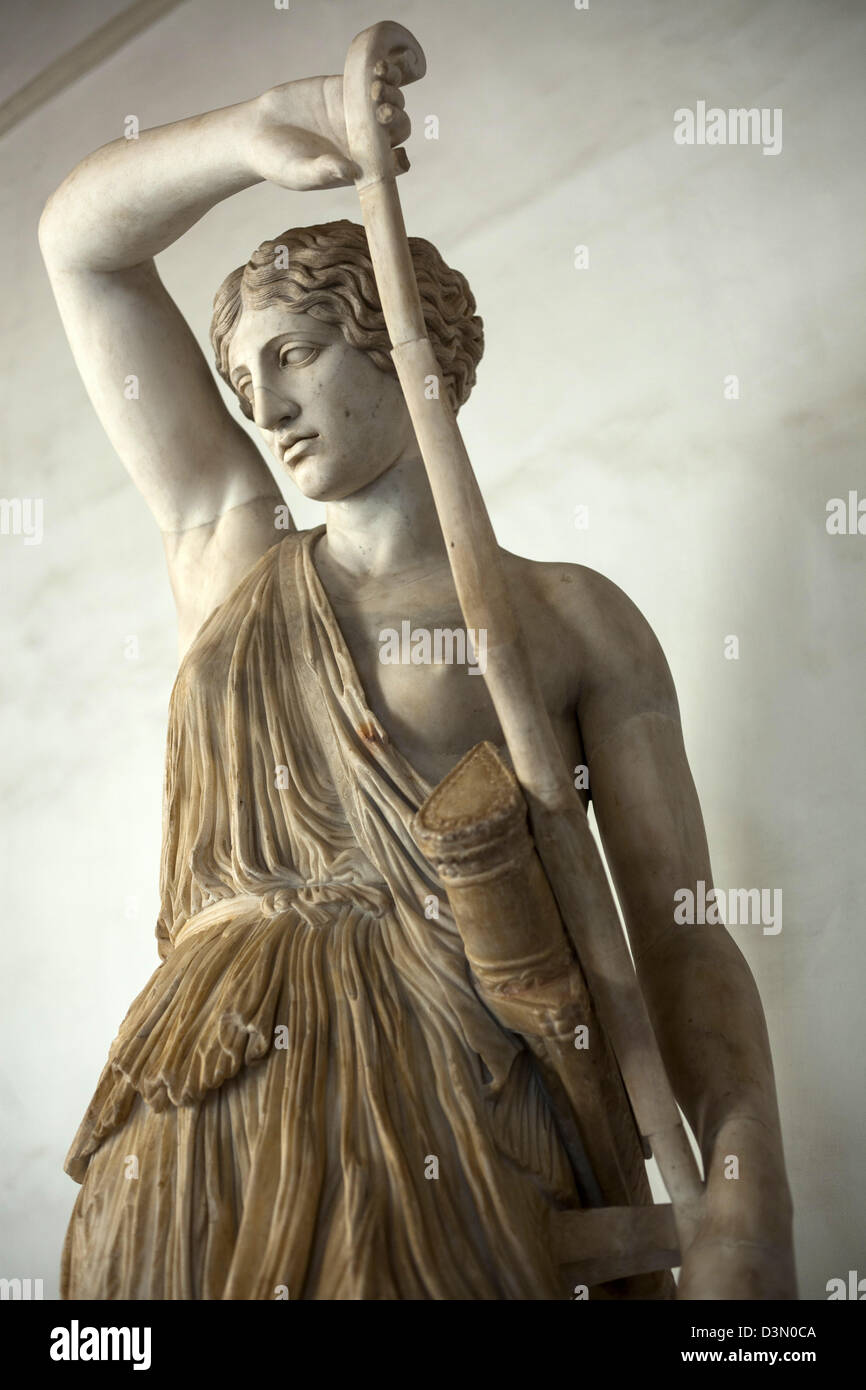 Ancient roman sculptures on display at the Capitoline museum in Rome ...