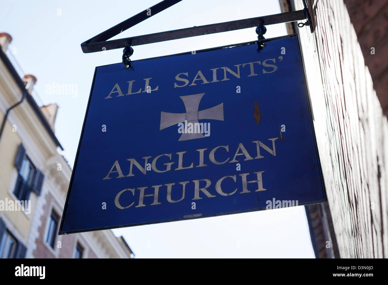 Street sign of the Anglican church in Rome, Italy Stock Photo - Alamy