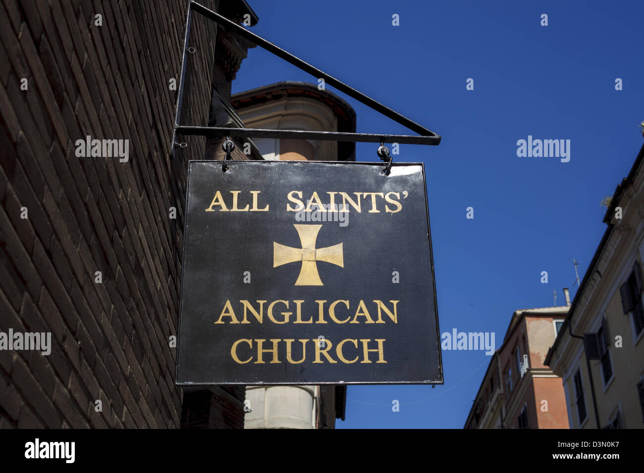 Street sign of the Anglican church in Rome, Italy Stock Photo - Alamy