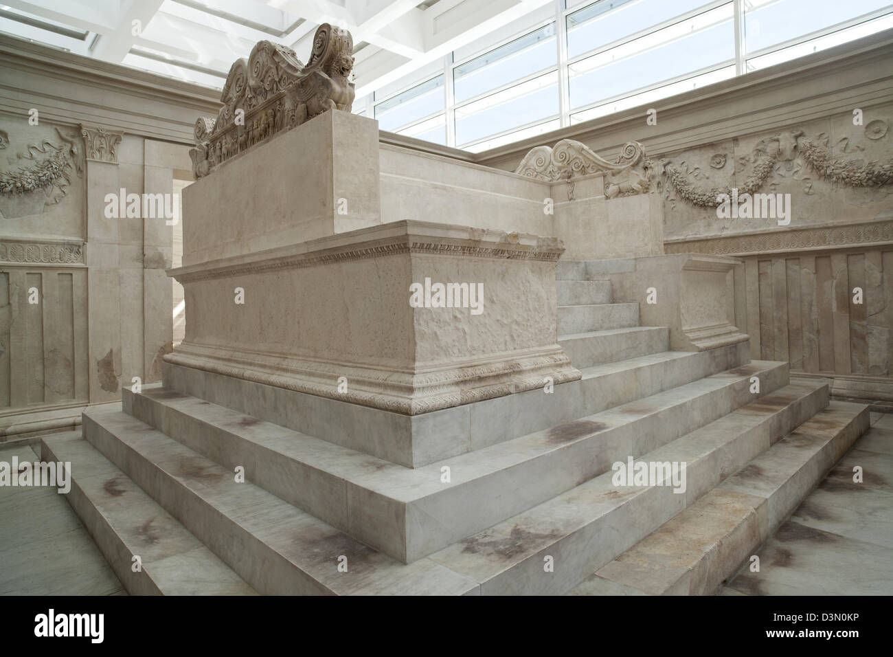 The Ara Pacis or Altar of Peace built by Emperor Augustus housed in a ...