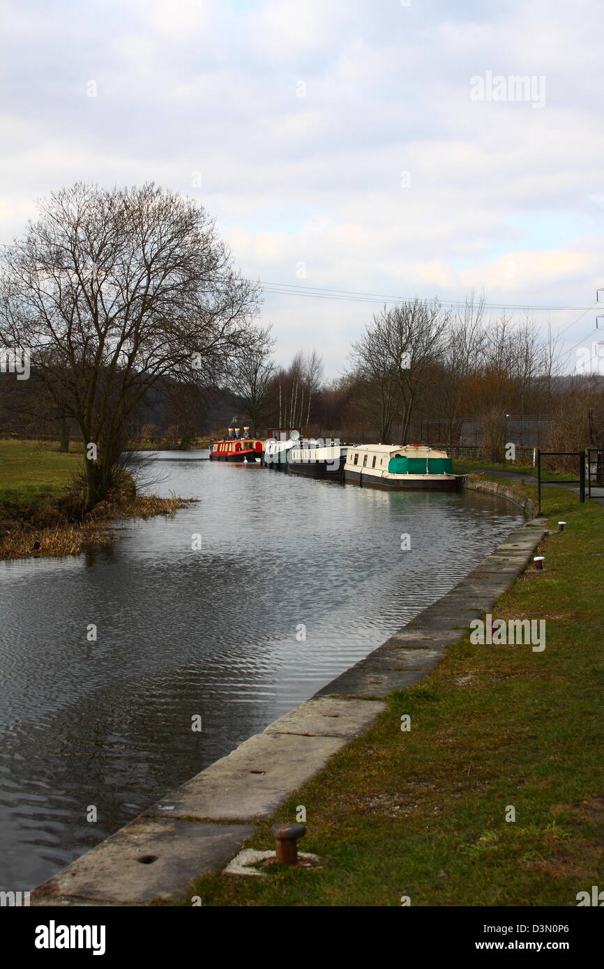 Narrow boats on Leeds Liverpool canal at Rodley Stock Photo - Alamy