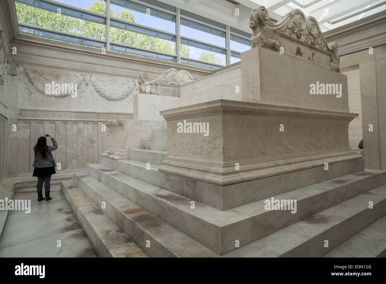 The Ara Pacis or Altar of Peace built by Emperor Augustus housed in a ...