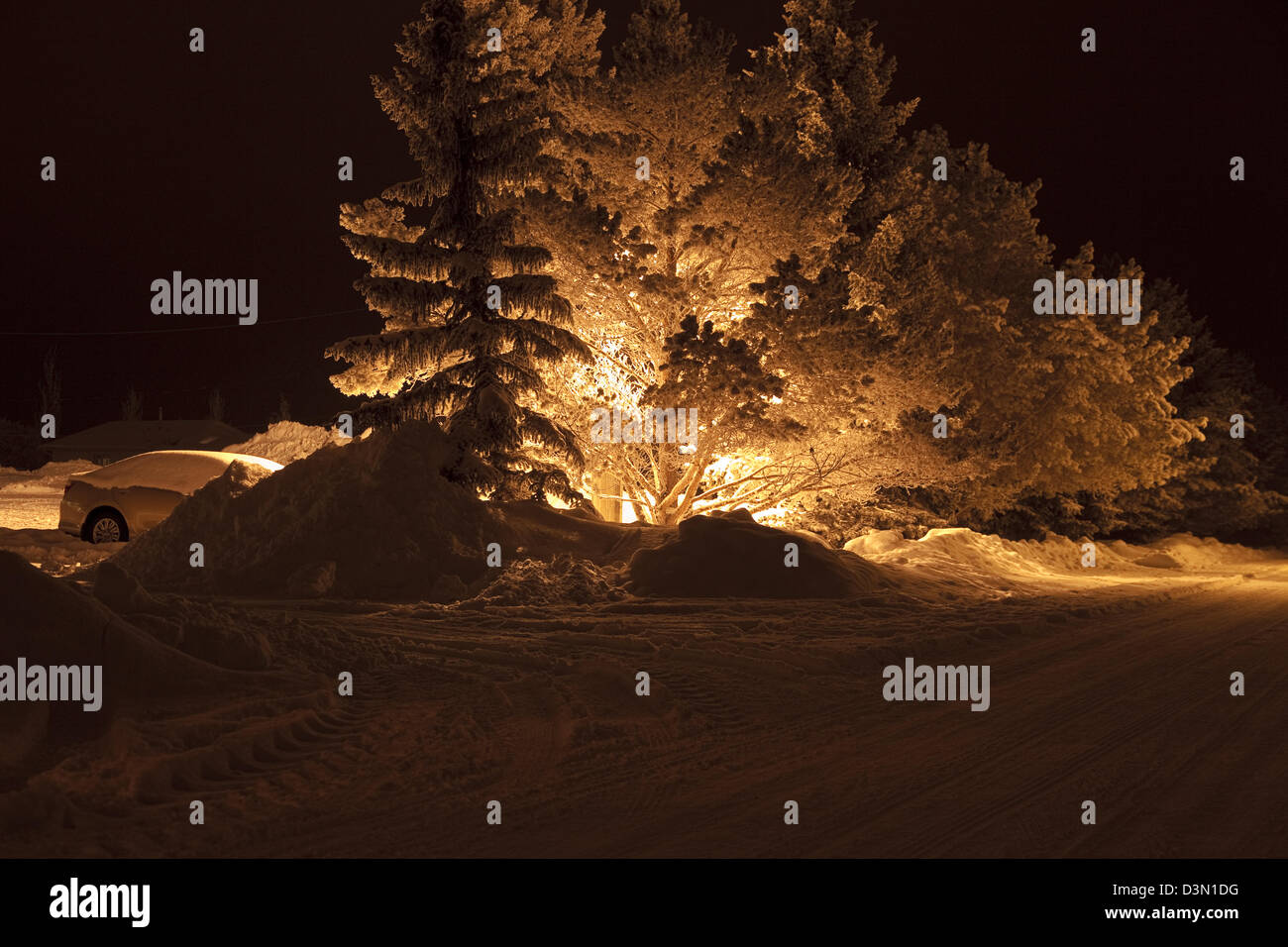 Winter scene at night in Marsden, Saskatchewan, Canada Stock Photo - Alamy