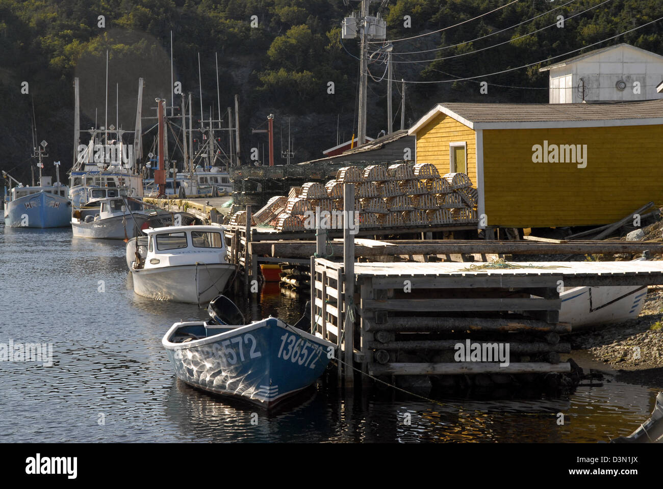 Fishing boats in the harbour at Trout River, Newfoundland Stock Photo ...