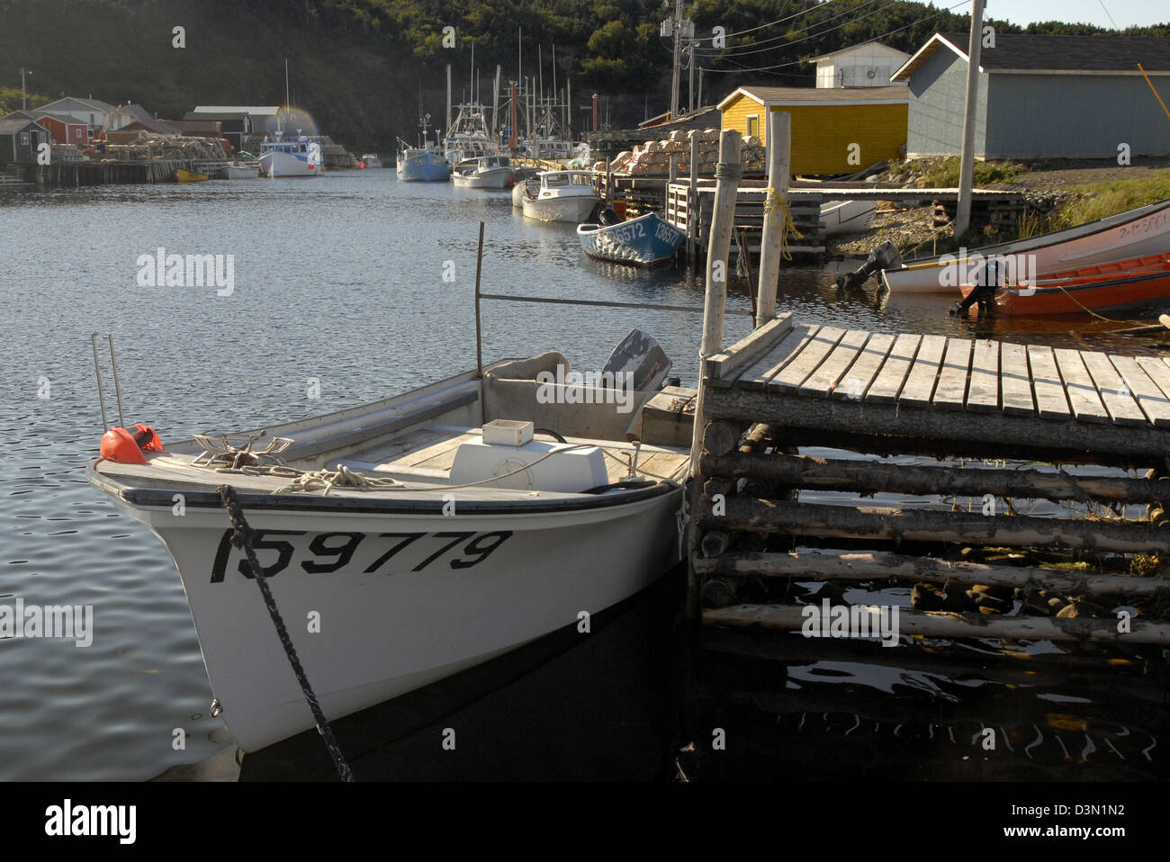 Fishing boats in the harbour at Trout River, Newfoundland Stock Photo ...