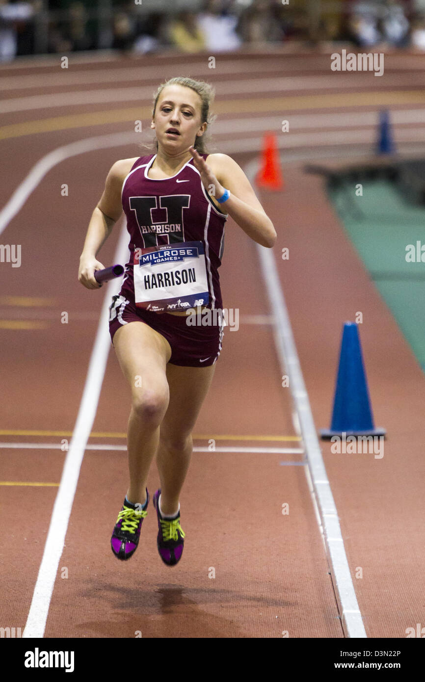 Harrison HS, NY runner competing in the Suburban HS Girl's 4x400m at ...