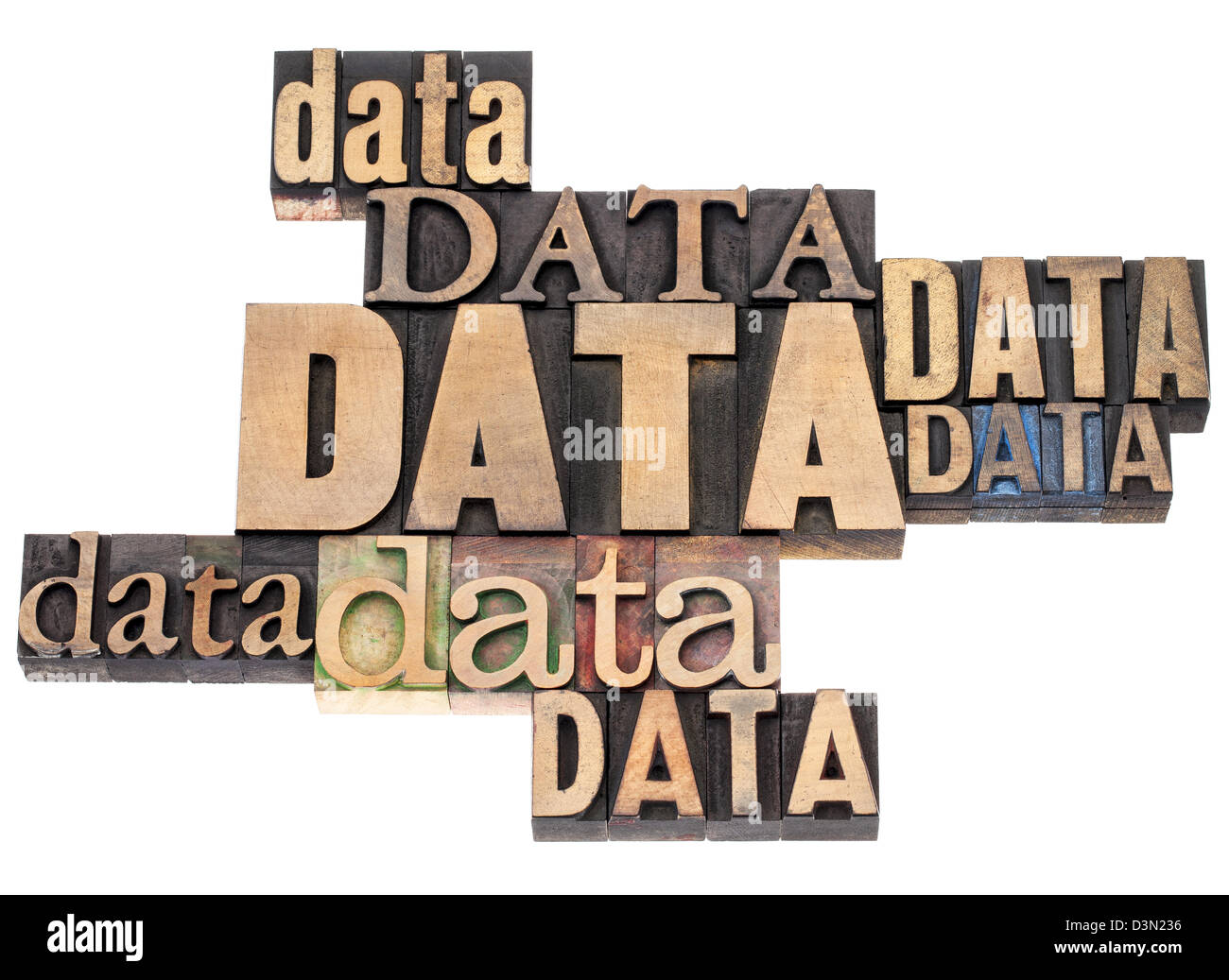 data word abstract - isolated text in a variety of vintage letterpress ...