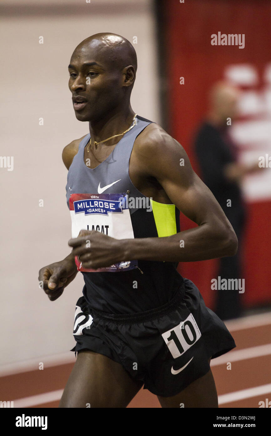 Bernard Lagat, winner of the Men's Two Mile at the 2013 Millrose Games ...