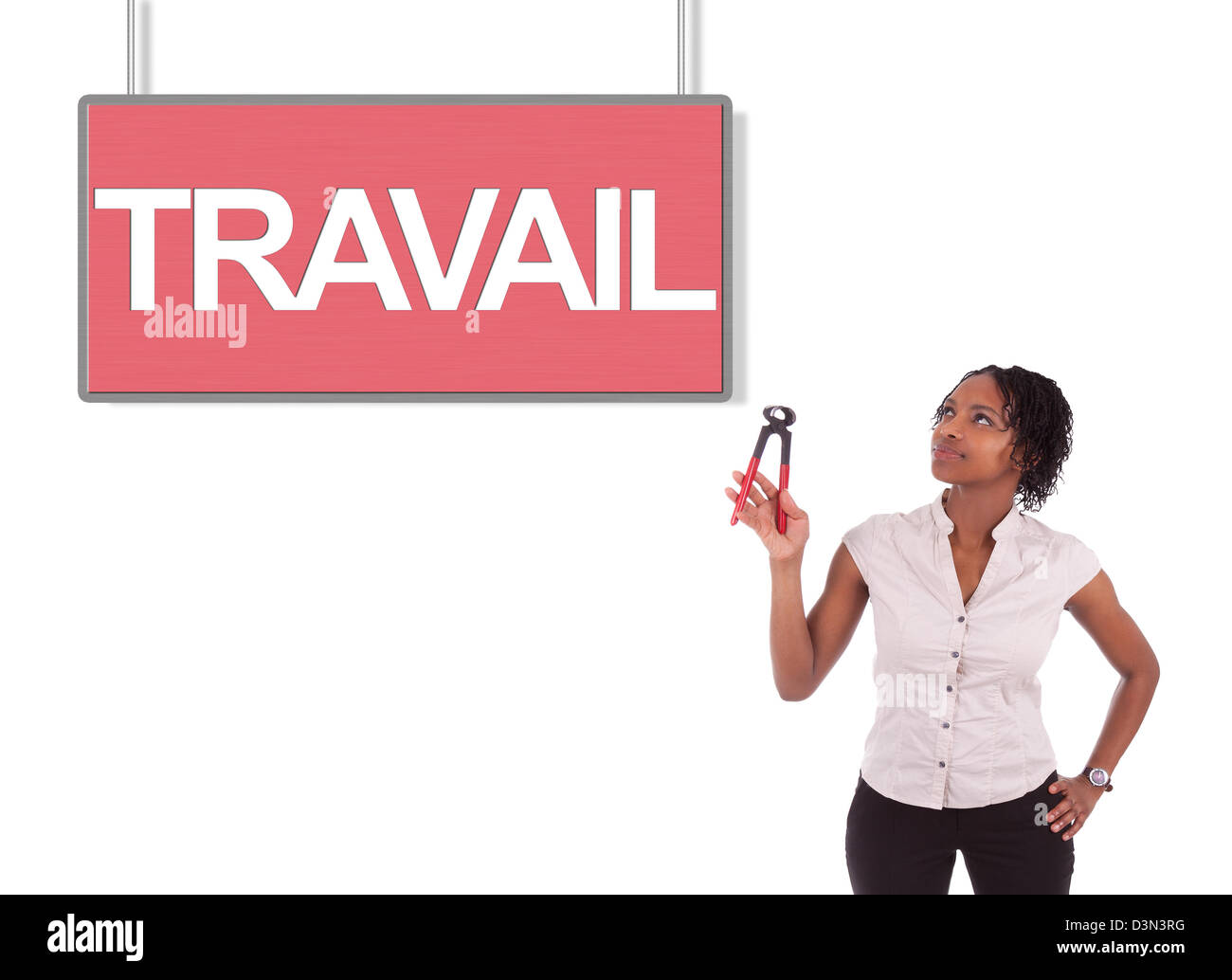 Young african american woman looking for a job, isolated on white ...