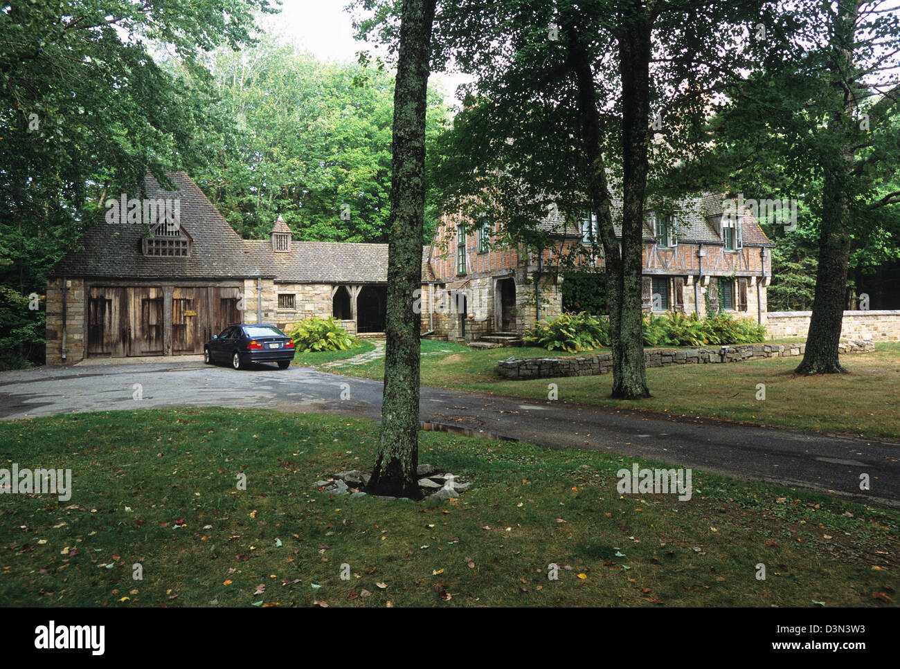 Elk282-2158 Maine, Acadia National Park, Jordan Pond gatehouse Stock ...