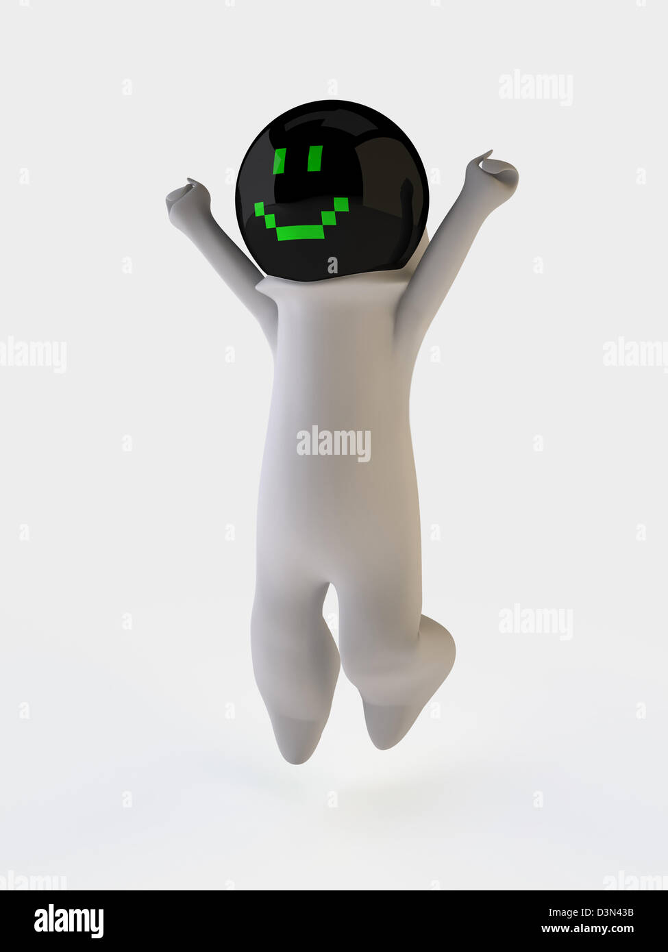 Jumping Three-dimensional Man Isolated on White Stock Photo - Alamy