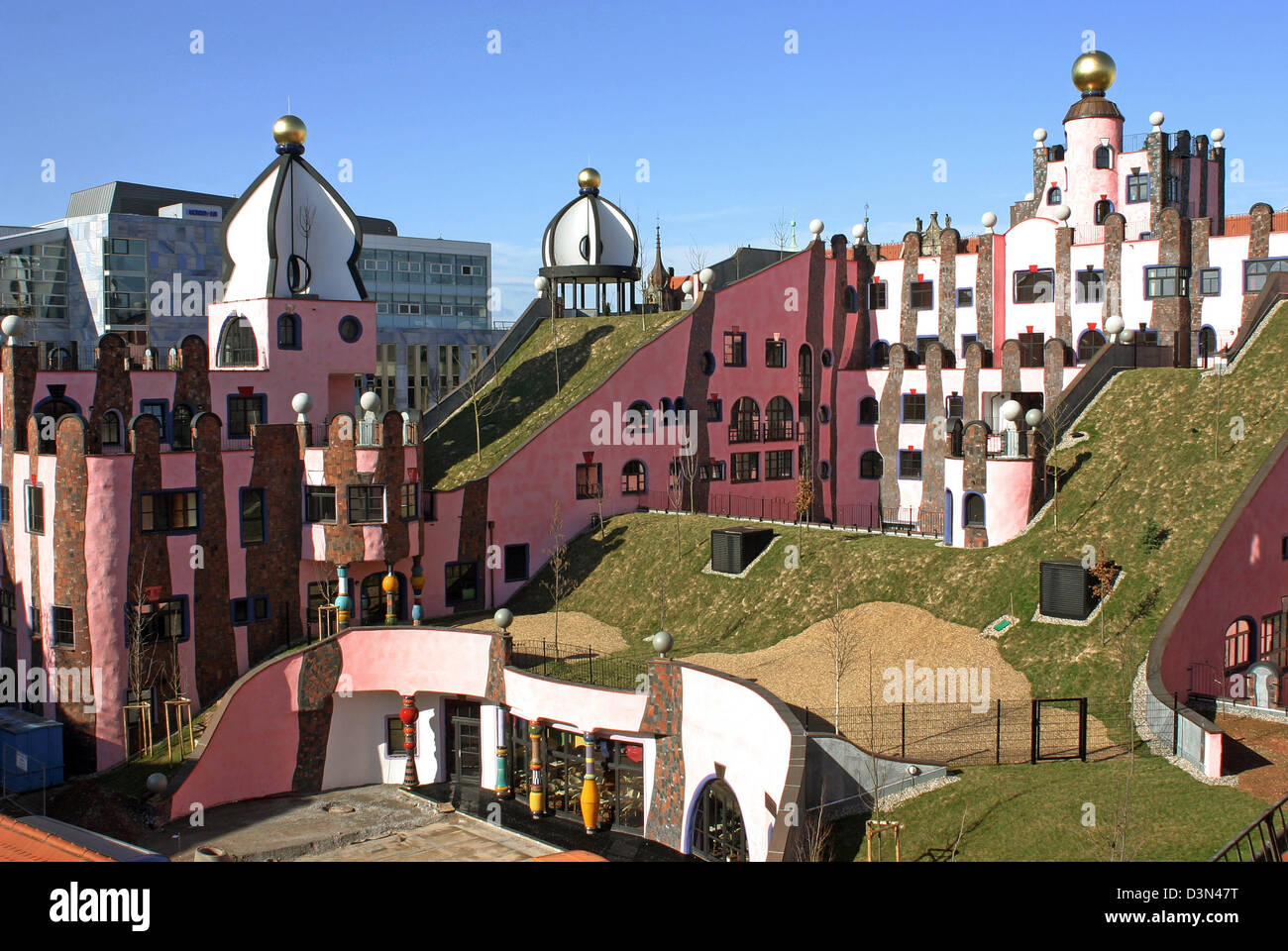 Magdeburg, Germany, the Gruene citadel of Friedensreich Hundertwasser ...