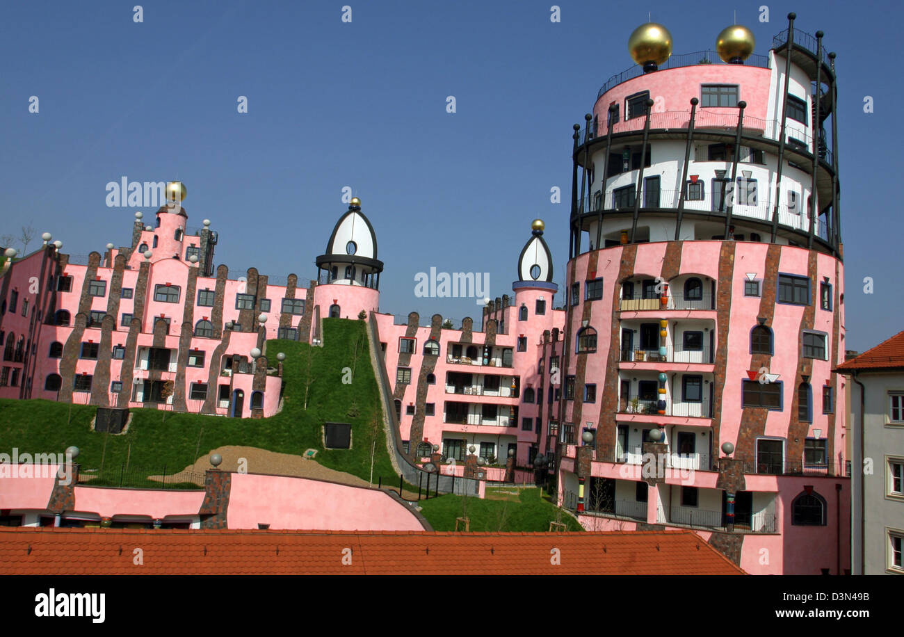 Magdeburg, Germany, the Gruene citadel of Friedensreich Hundertwasser ...