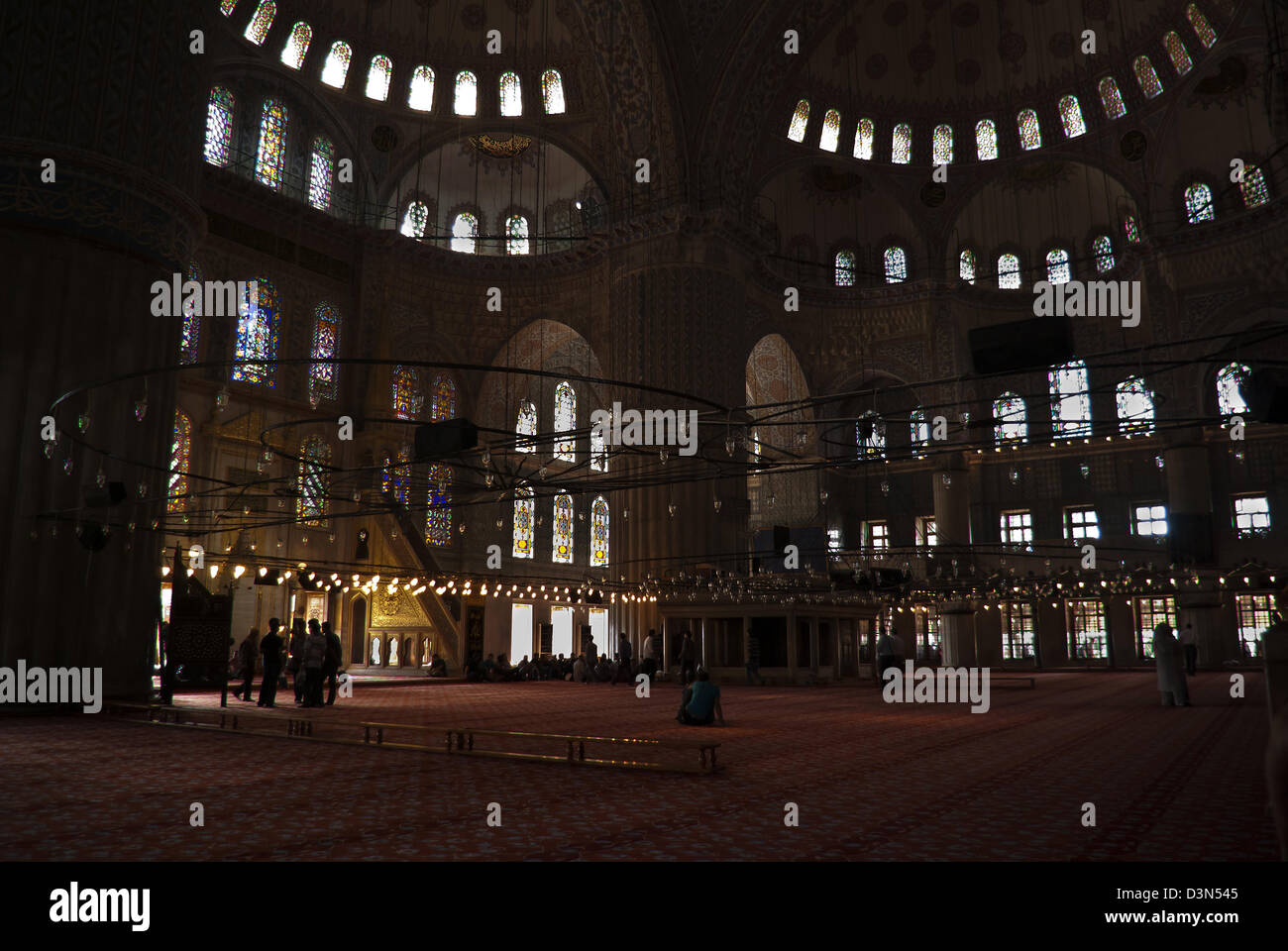Europe Turkey Istanbul Viewing the mosque inside, under the dome of ...