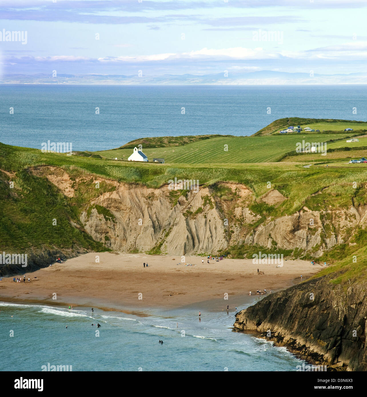 View of cove and beach at Mwnt fron the Cardigan Coastal Path in ...