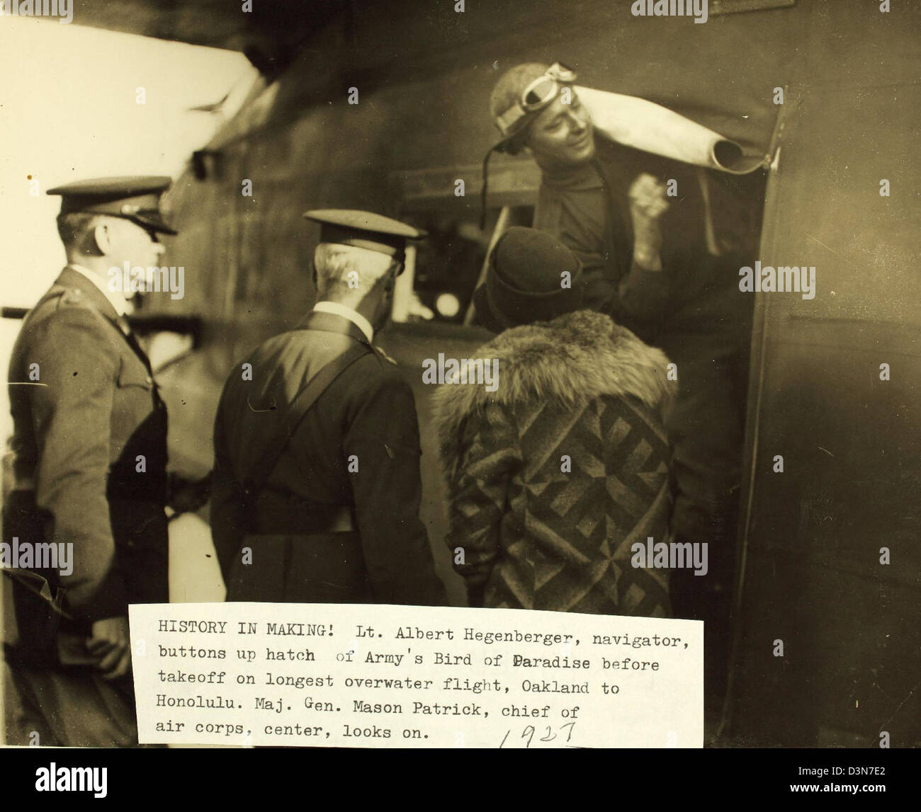 Historic trans-Pacific flight from Oakland to Hawaii in 1927 aboard the ...