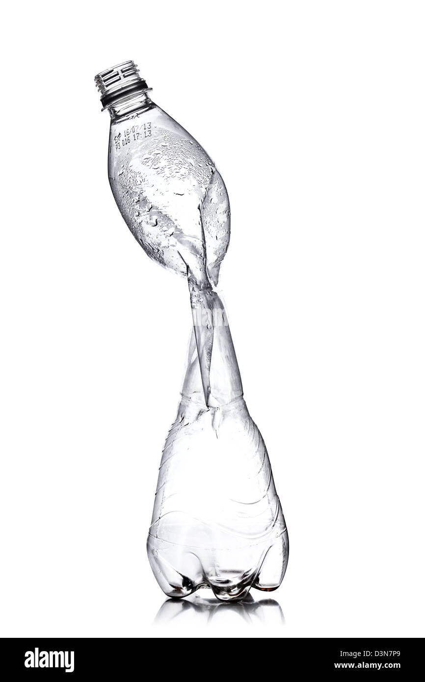 smashed empty plastic bottle, isolated on white background Stock Photo ...