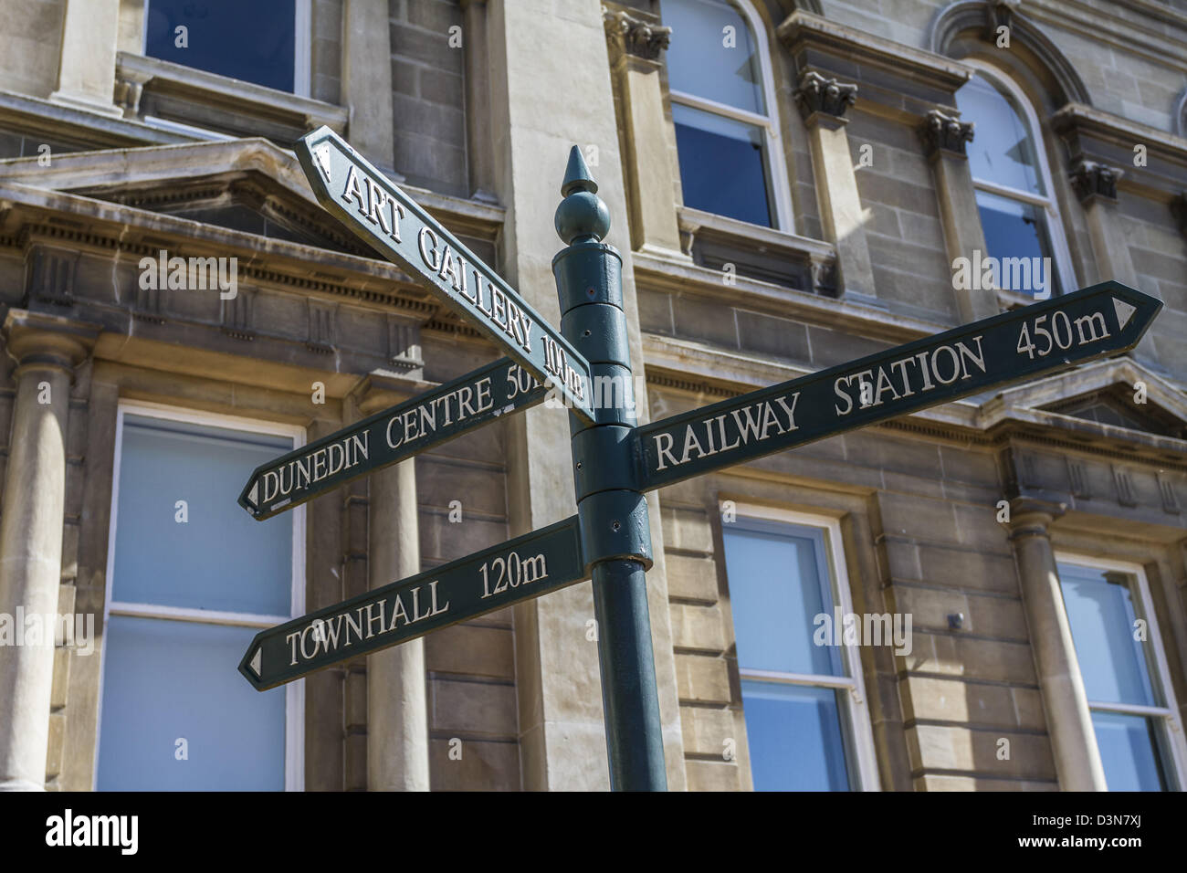 Street direction sign, Dunedin New Zealand Stock Photo - Alamy