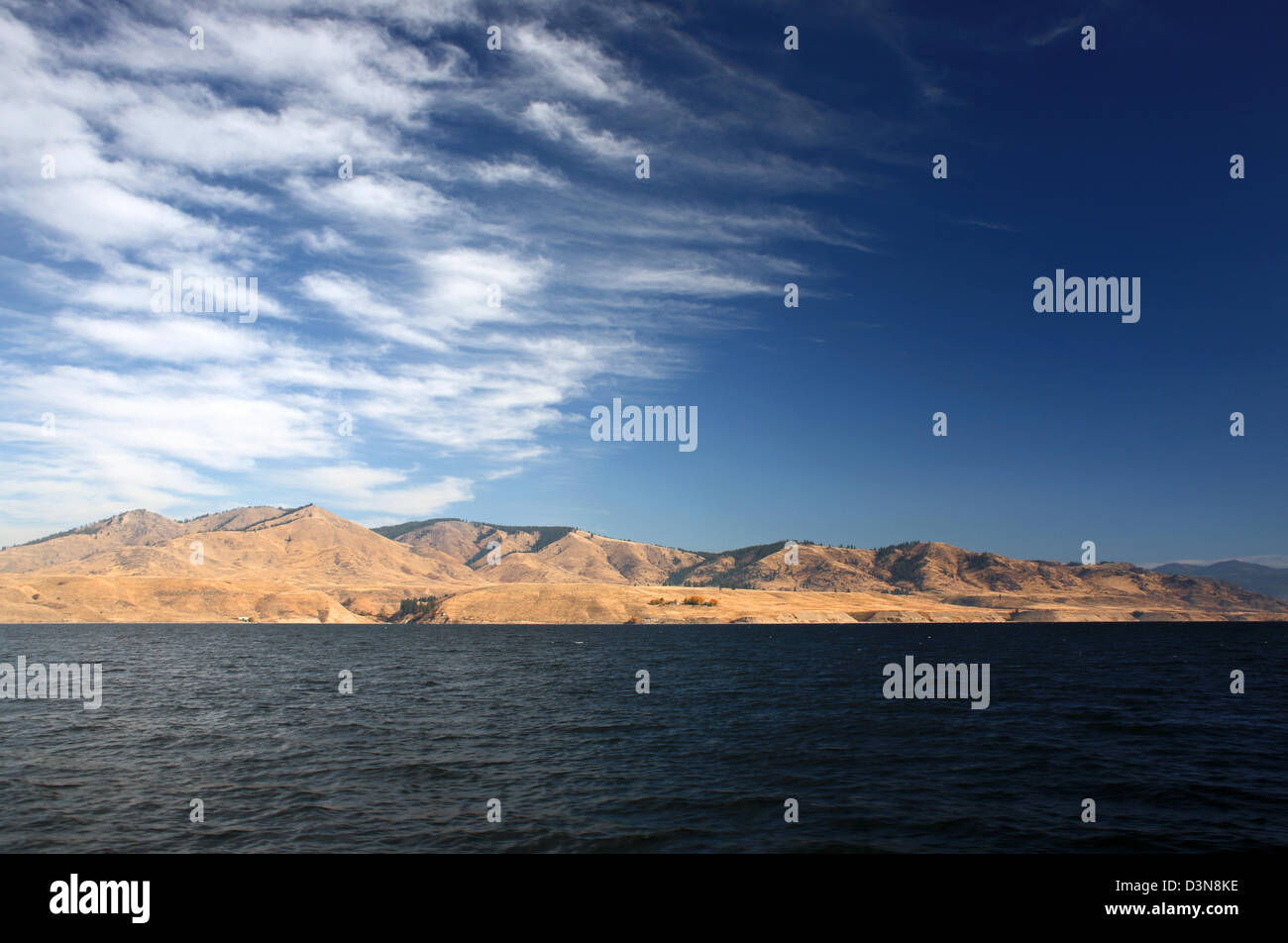 View of Lake Roosevelt (the Columbia River) from the small car ferry ...